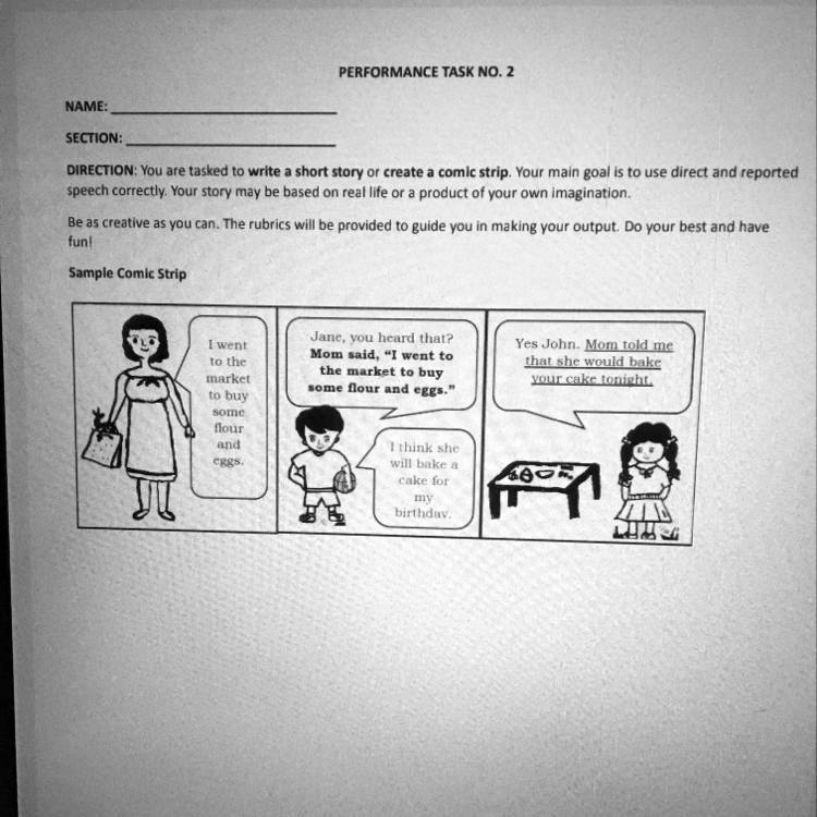 performance task no 2 name section direction you are tasked to write a ...