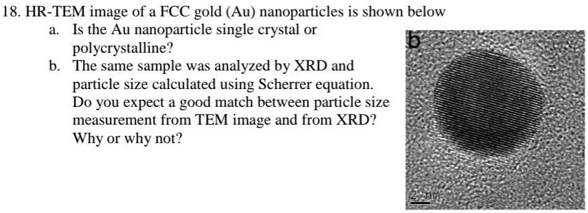 SOLVED: HR-TEM image of an FCC gold (Au) nanoparticle is shown below ...
