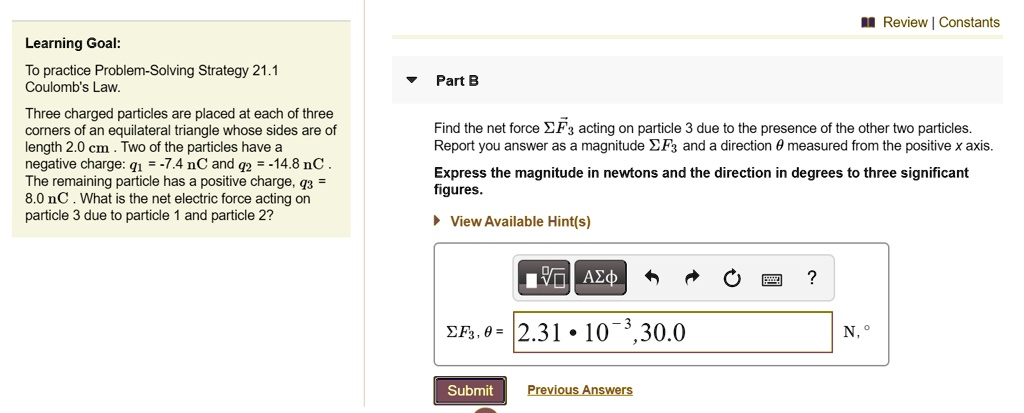Learning Goal: To practice Problem-Solving Strategy 21 - Coulomb's Law ...