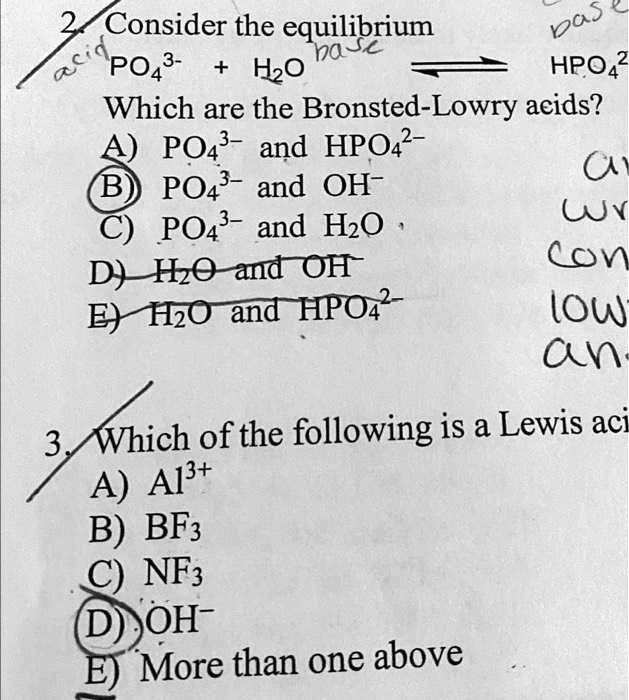 SOLVED: 2/ Consider the equilibrium reaction PO43- + H2O ↔ HPO42 ...