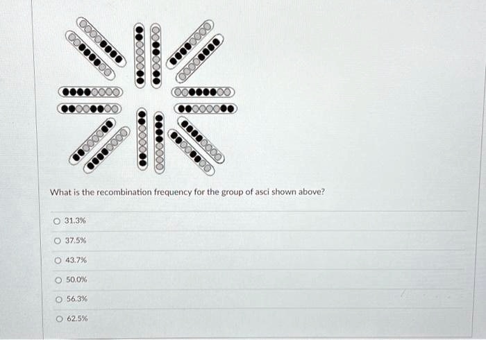 [GET ANSWER] What is the recombination frequency for the group of asci ...