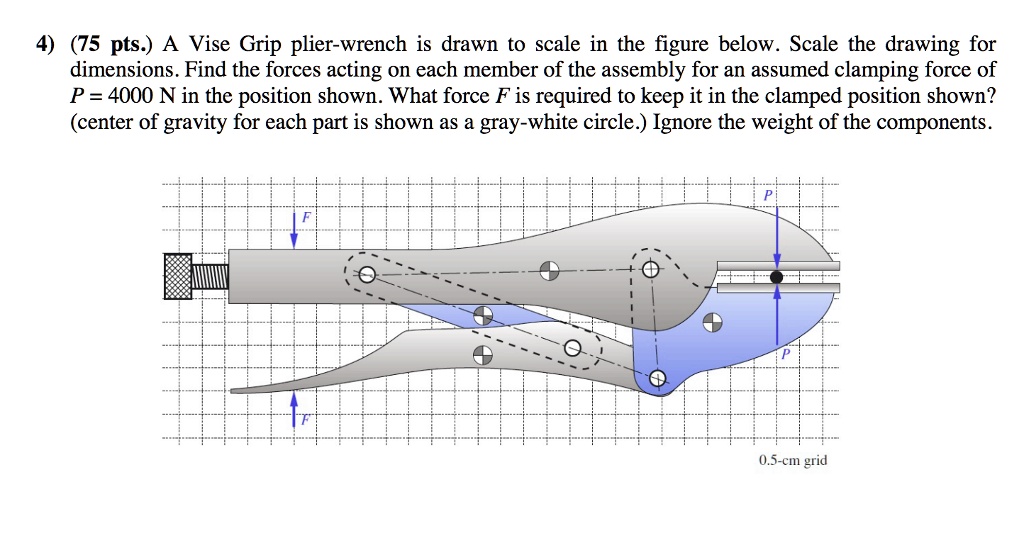 SOLVED: A Vise Grip plier-wrench is drawn to scale in the figure below ...