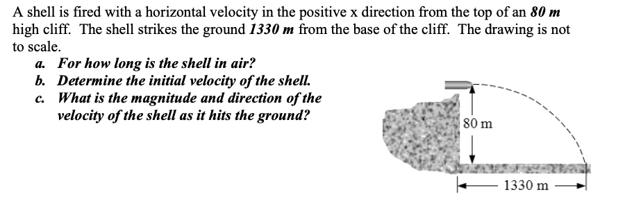 A shell is fired with a horizontal velocity in the positive x direction ...
