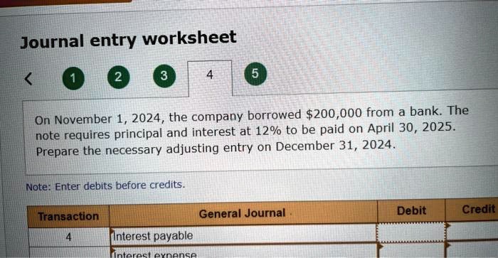 Journal entry worksheet