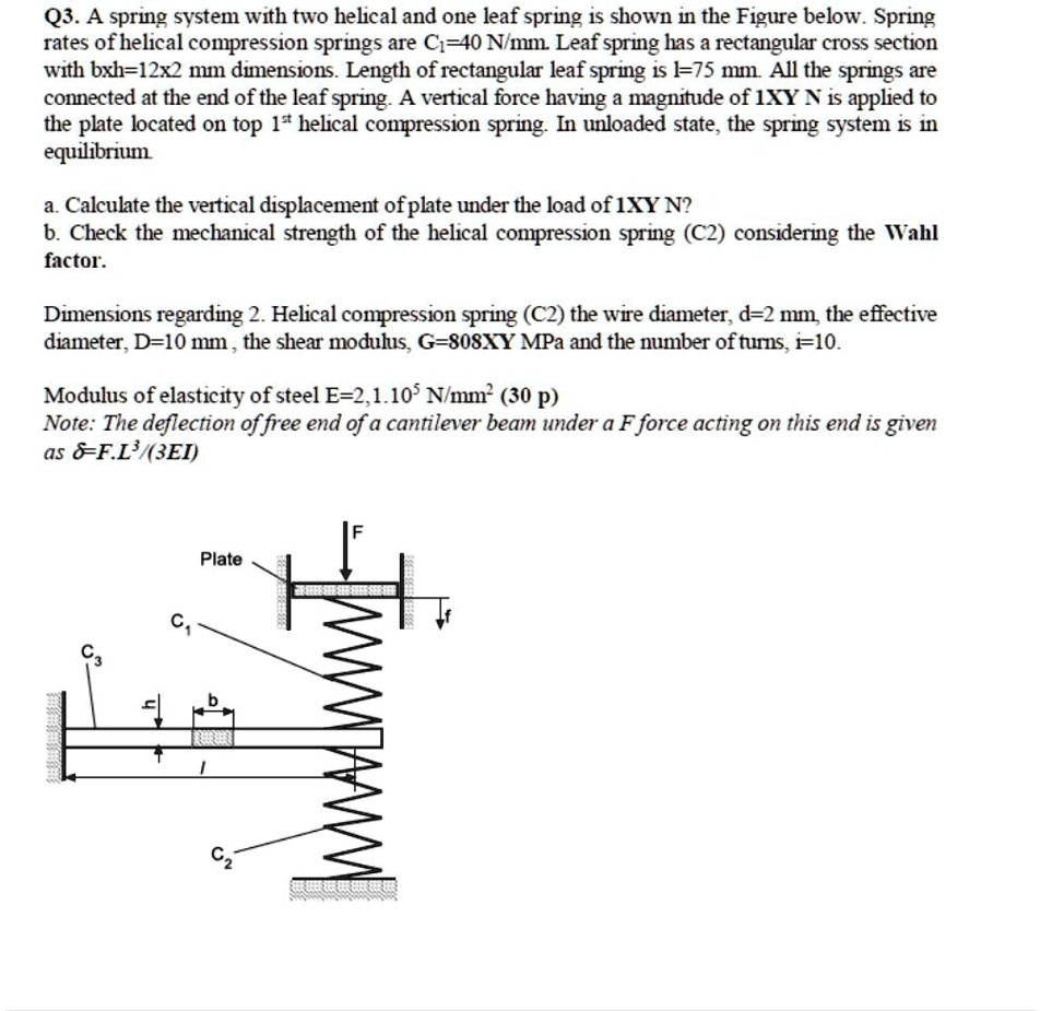 x8 y 7 q3 a spring system with two helical and one leaf spring is shown ...