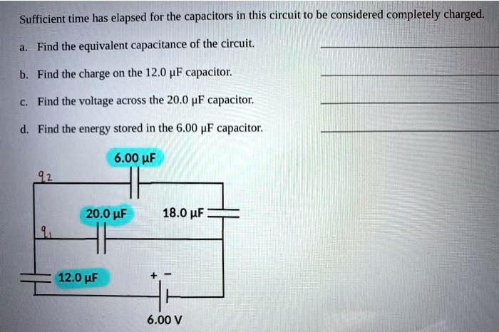 SOLVED: Sufficient time has elapsed for the capacitors in this circuit ...
