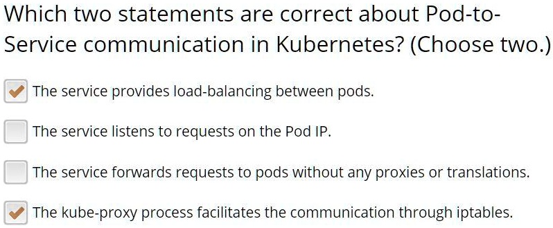 Which two statements are correct about Pod-to- Service communication in ...