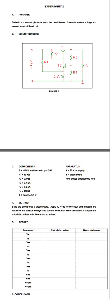SOLVED: Please assist using Multisim software. EXPERIMENT 2 1. PURPOSE To build a power supply ...