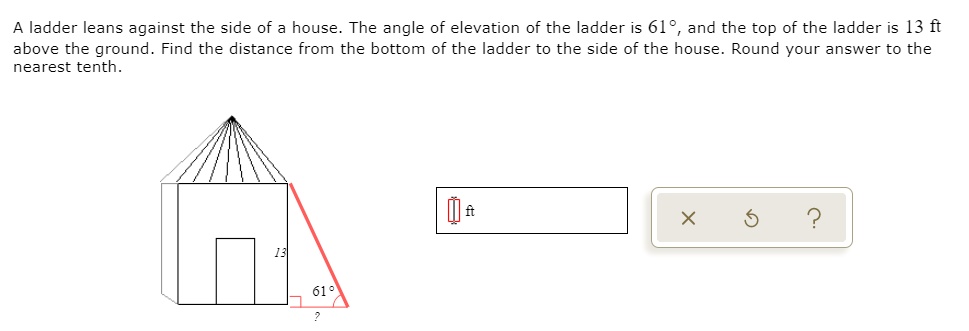 a ladder leans against the side of a house the angle of elevation of ...