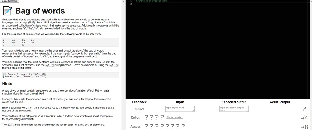 Bag of words Software that tries to understand and work with normal ...