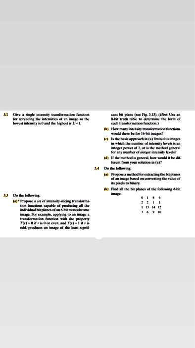 SOLVED: Give a single intensity transformation function for spreading the intensities of an ...