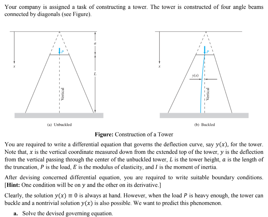 SOLVED: Your company is assigned a task of constructing a tower. The ...