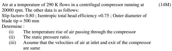 Air at a temperature of 290 K flows in a centrifugal...