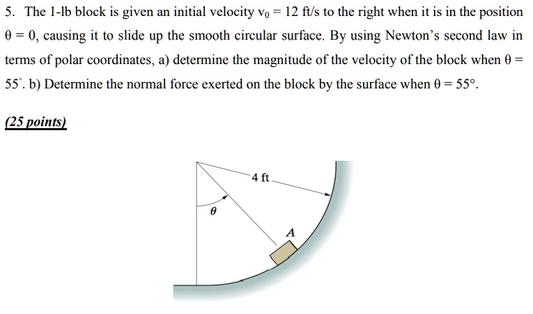SOLVED: The 1-lb block is given an initial velocity Vo 12 ft/s to the right when it is in the ...