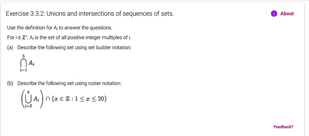 [GET ANSWER] exercise 332 unions and intersections of sequences of sets ...