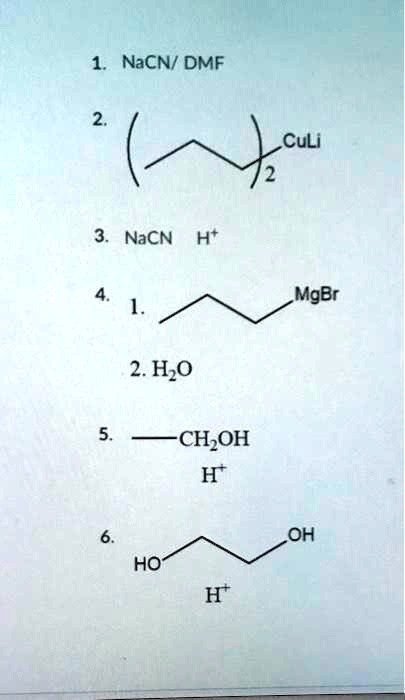 SOLVED: NaCN/ DMF CuLi NaCN H2O MgBr2 H2O CH3OH OH HO H