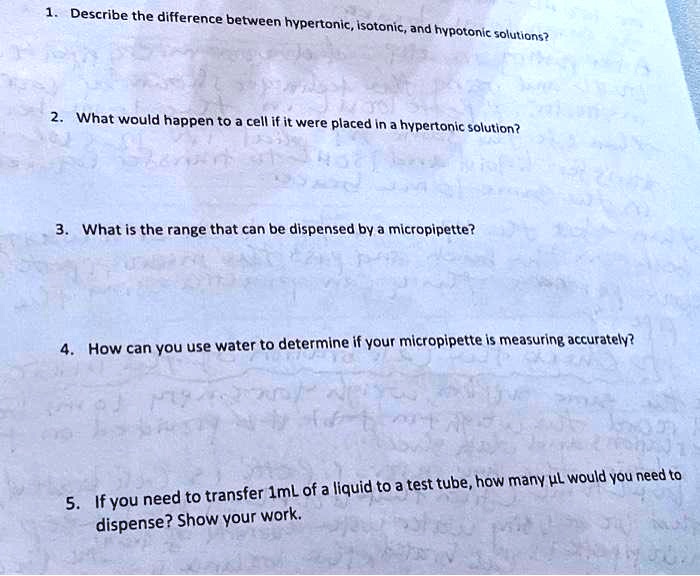 SOLVED: 1. Describe the difference between hypertonic, isotonic, and ...