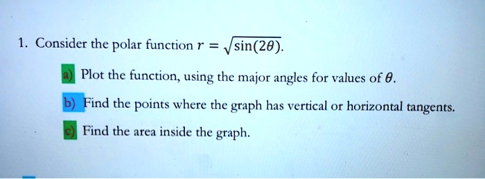consider the polar function r sin28 plot the function using the major angles for values of 0 ...