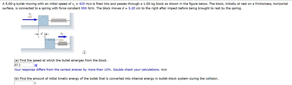 SOLVED: .00-g bullet moving with a initial speed of v, 420 mys fired ...