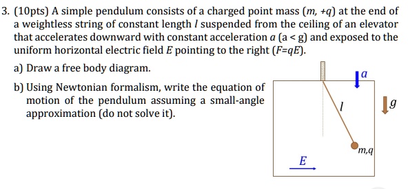 SOLVED:3. (1Opts) A simple pendulum consists of a charged point mass (m ...