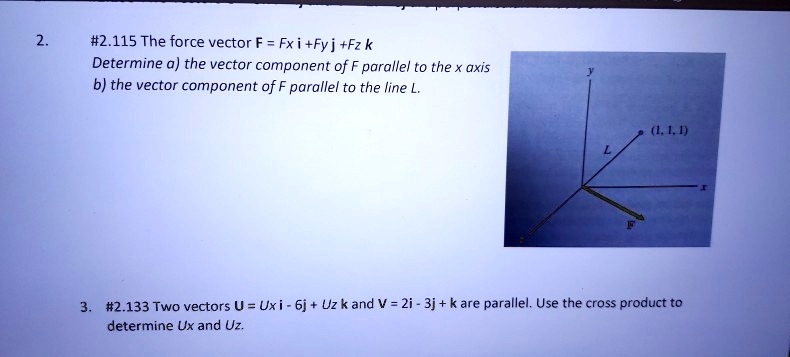 SOLVED: #2.115 The force vector F = Fxi + Fyj + Fzk. Determine a) the vector component of F ...