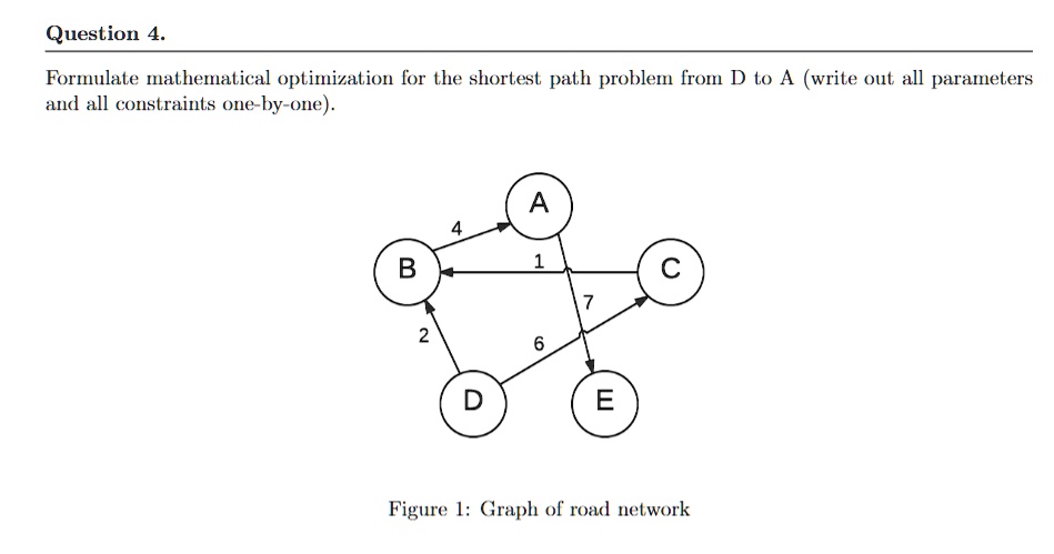 SOLVED: Question 4. Formulate mathematical optimization for the ...