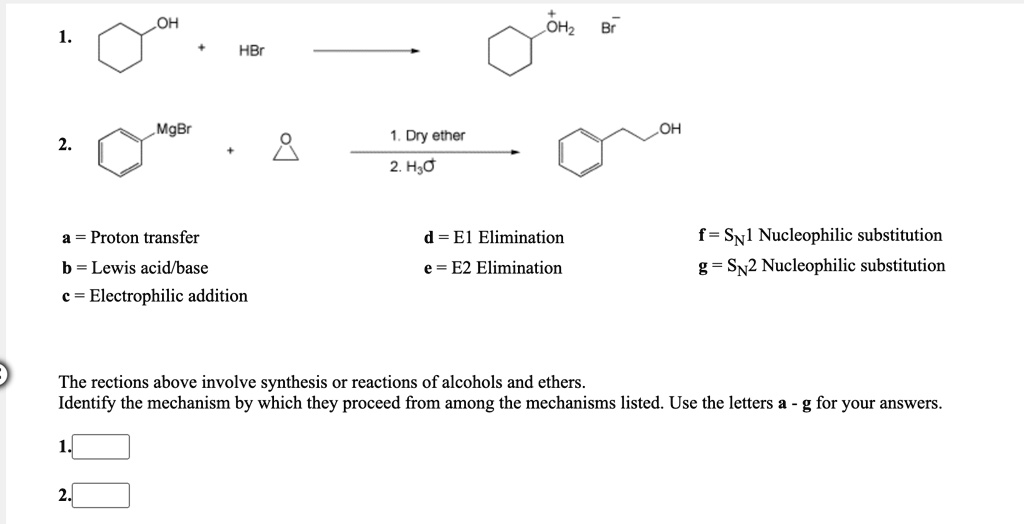SOLVED: HO HBr MgBr HO Dry ether 2 H2O f = SN1 Nucleophilic ...