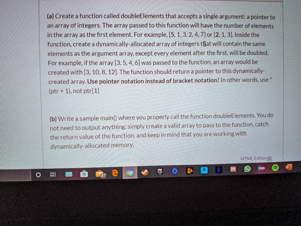 Solved A Create A Function Called Doubleelements That Accepts A Single Argument A Pointer To