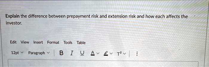 SOLVED: Explain the difference between prepayment risk and extension ...