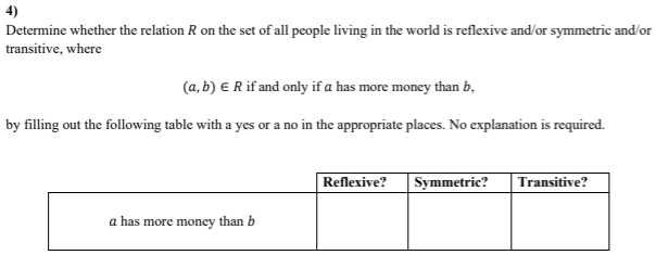 SOLVED: Determine whether the relation R on the set of all people ...