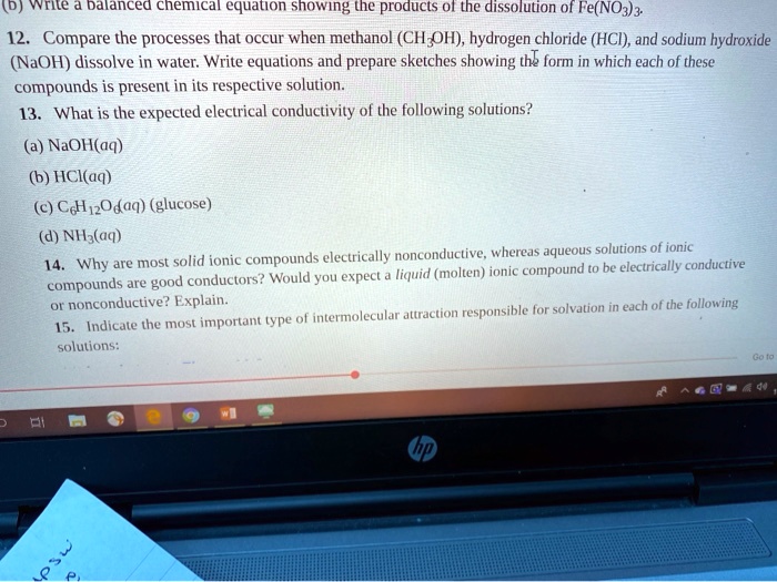 SOLVED: (D) wrle Dalanced cnemical equation showing the products 0l the ...