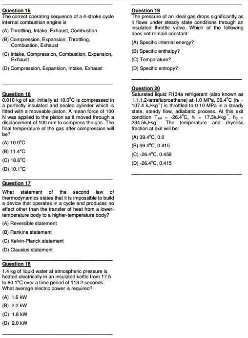 energy engineering short questions question 15 the correct operating ...