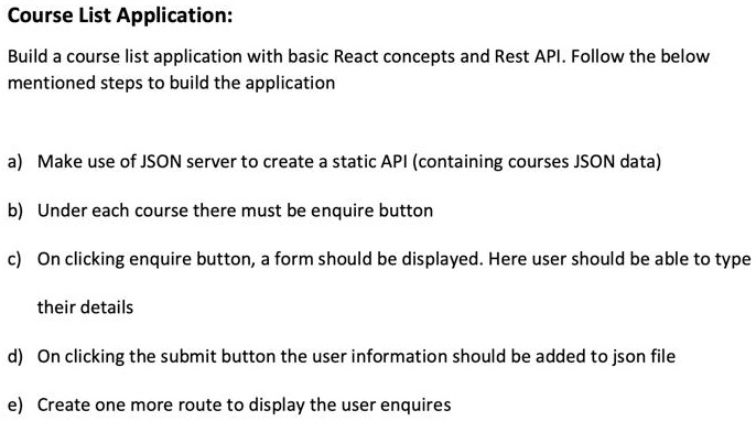 Solved Text Reactjs Design A Course List Application With React In 0703