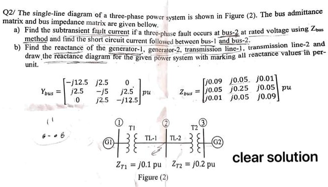 Q2/ The single-line diagram of a three-phase power system is...