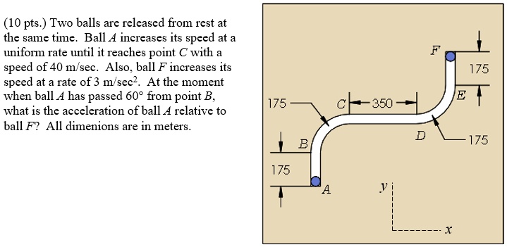 10 pts two balls are released from rest at the same time ball a ...