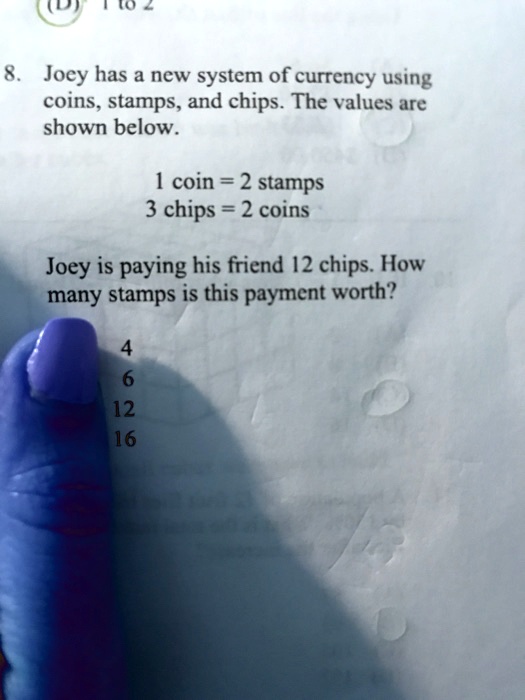 cu 70 8 joey has a new system of currency using coins stamps and chips ...