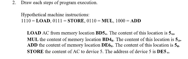 2 draw each steps of program execution hypothetical machine instructions ...