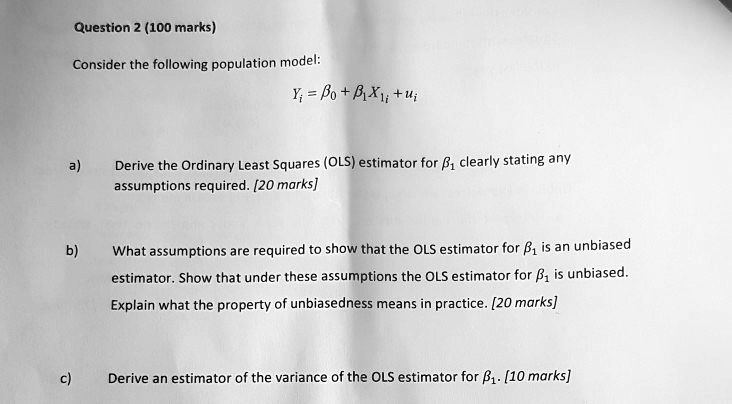 Solved Question 100 Marks Consider The Following Population Model