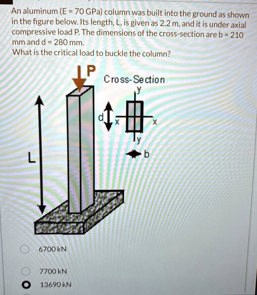 an aluminum e 70 gpa column was built into the ground as shown in the ...