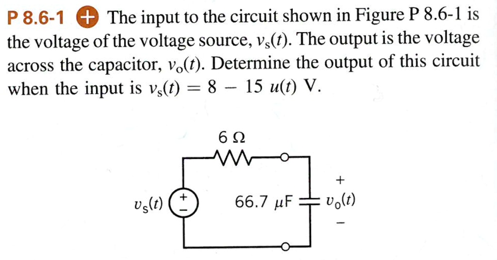 SOLVED: P8.6-1 The input to the circuit shown in Figure P 8.6-1 is the voltage of the voltage ...
