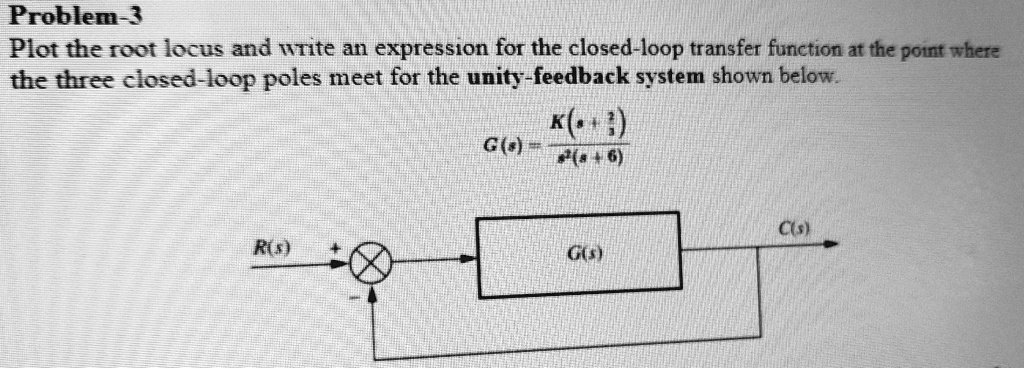problem plot the root locus and ntite an expression for the closed loop transfer function at the ...