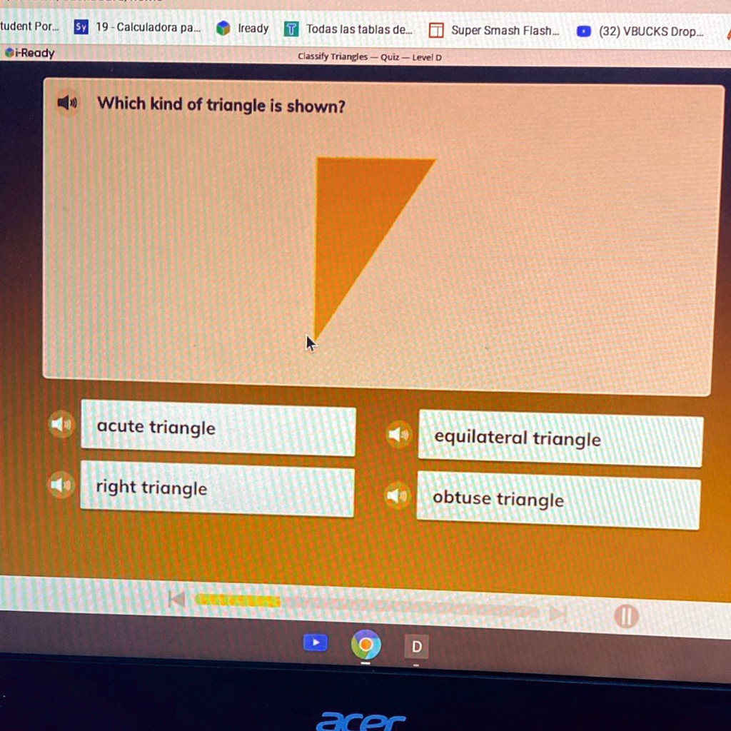 SOLVED: Which kind of triangle is shown? Student Port; 19 - Calculadora ...