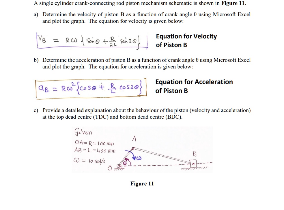 SOLVED: Texts: A single cylinder crank-connecting rod piston mechanism schematic is shown in ...