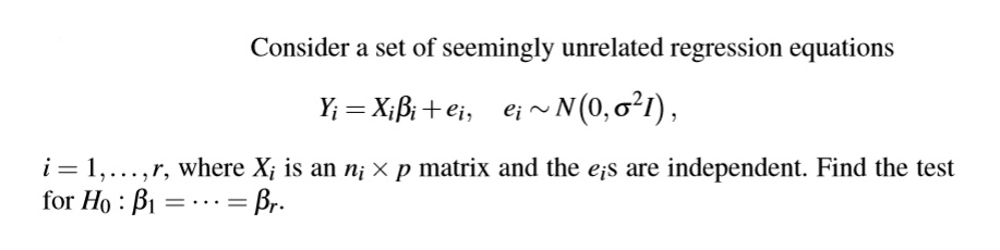 SOLVED: Consider a set of seemingly unrelated regression equations Yi ...