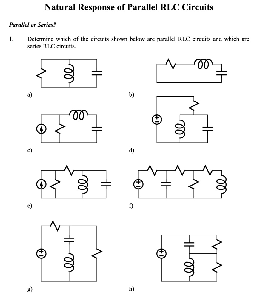 natural response of parallel rlc circuits parallel or series 1 ...