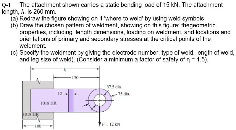 q 1 the attachment shown carries a static bending load of 15 knthe ...