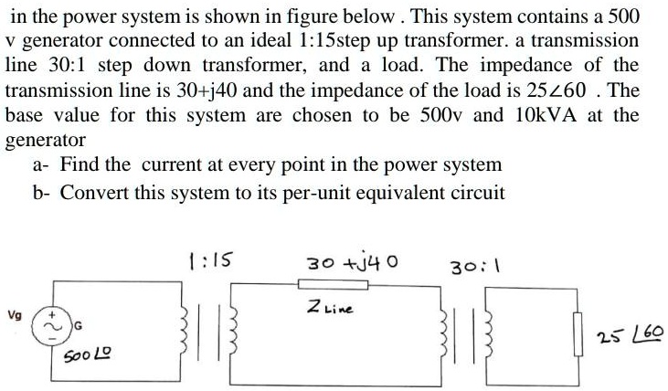 SOLVED: In the power system shown in the figure below, this system contains a 500 V generator ...