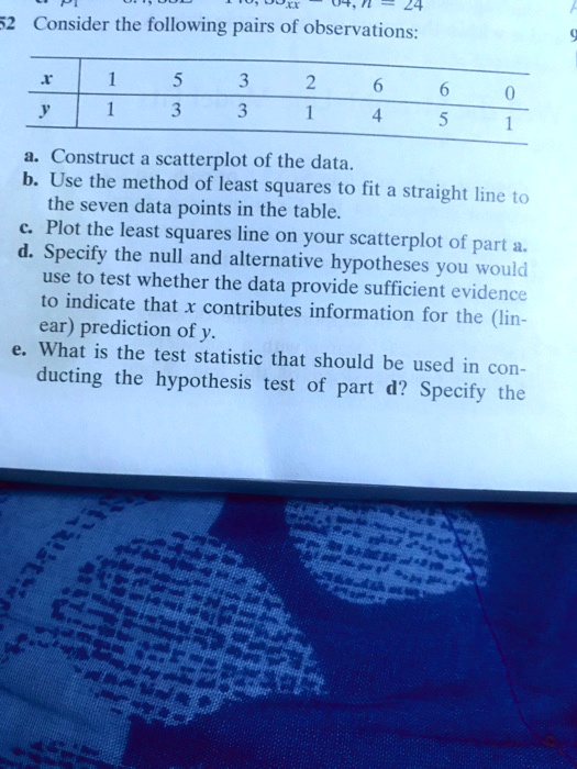 consider the following pairs of observations construct a scatterplot of ...