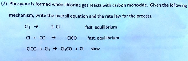 SOLVED: Phosgene is formed when chlorine gas reacts with carbon ...