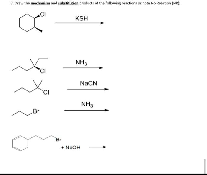 SOLVED: Help 7. Draw the mechanism and substitution products of the ...